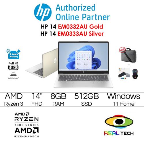 Promo HP 14-em0332AU/em0333AU Ryzen 3 7320U 512GB SSD 8GB FHD Win11+OHS ...