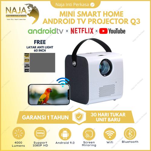 Jual Mini Proyektor TV Digital Android Wifi Q3 4000 Lumens | Proyektor ...
