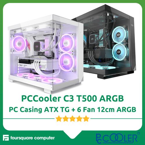 Jual Pccooler C3 T500 White PC Casing ATX Case TG Include Fan EF120 ...