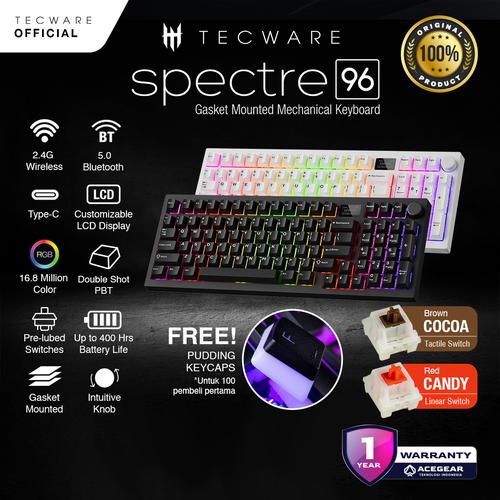 Promo TECWARE SPECTRE 96 3-Mode gasket mounted wireless gaming keyboard ...