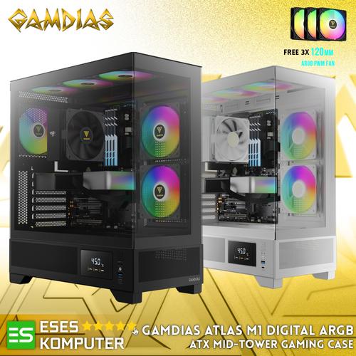 Promo Case GAMDIAS ATLAS M1 Digital ARGB ATX Mid-Tower | 3X PWM ARGB ...