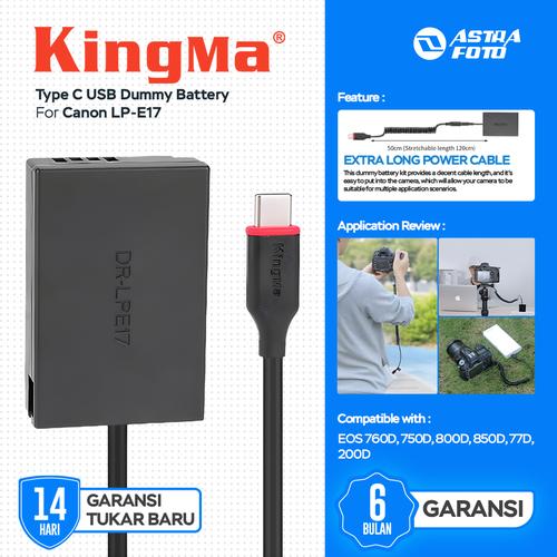 Promo KingMa USB Type C Dummy Battery Adapter LP-E17 u/ Canon 760D 800D Etc - TYPE C LP-E17 ...