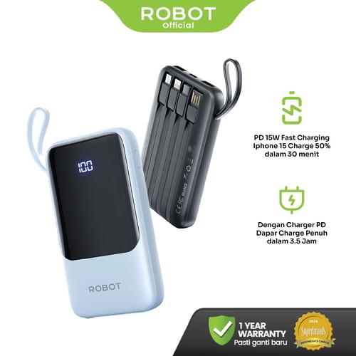Promo ROBOT Powerbank Fast Charging 10000mAh PD 15W With Port and Cable ...