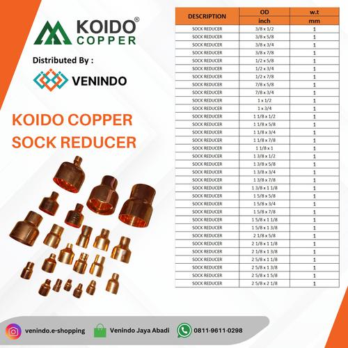 Jual Sock Reducer / Over Sock pipa tembaga KOIDO COPPER - 3/8 x 1/2 ...