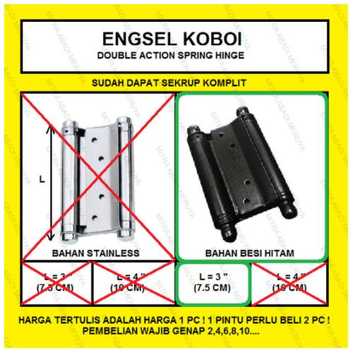 Jual Engsel Koboi Hitam 3" Double Action Spring Hinge Engsel Koboy ...
