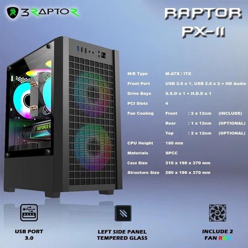 Jual CASING PC RAPTOR PX11 BLACK INCLUDE 2 FAN - Kota Depok - Sonic ...