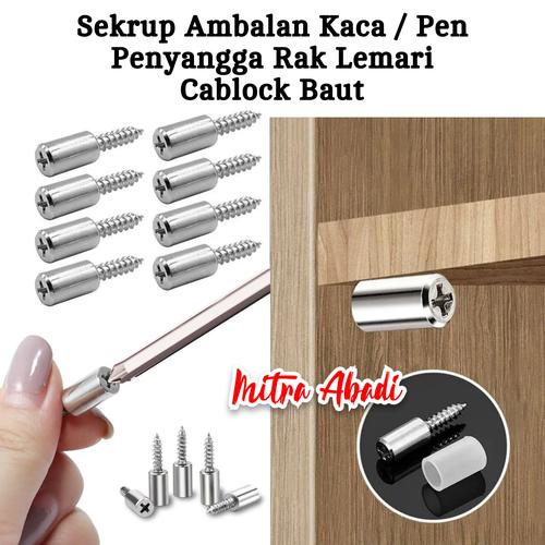 Jual Sekrup Ambalan Kaca / Pen Penyangga Rak Lemari Cablock Baut ...