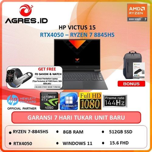 Promo HP Victus Gaming 15 FB2555AX RTX4050 RYZEN 7-8845HS 8GB 512GB w11 ...