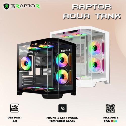 Promo Casing Power Up Raptor AQUA TANK M-ATX Free 3 Fan RGB - Case ...