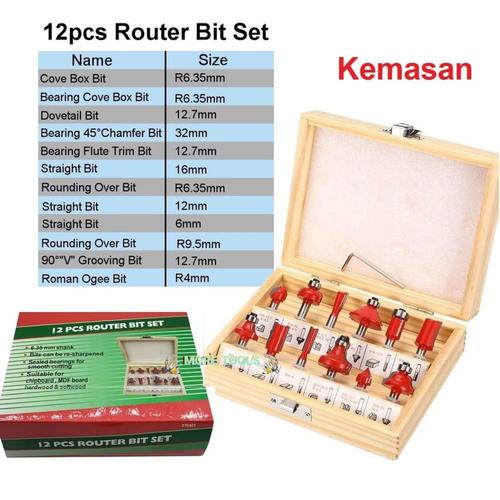Jual Mata Router Bit Set 12 pcs Mata Profil Mata Trimmer Bits - BOX ...
