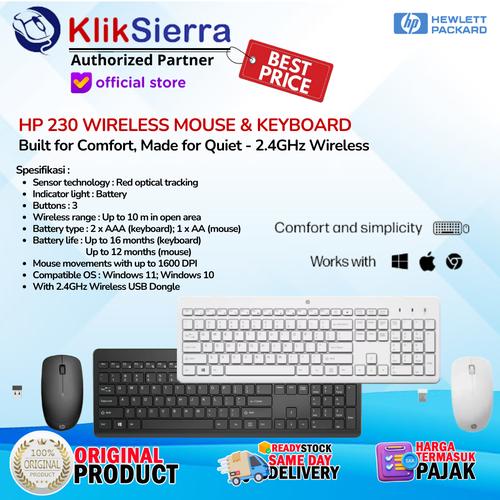 Jual HP 230 Black 18H24AA Wireless Mouse & Keyboard Combo 2.4GHz ...