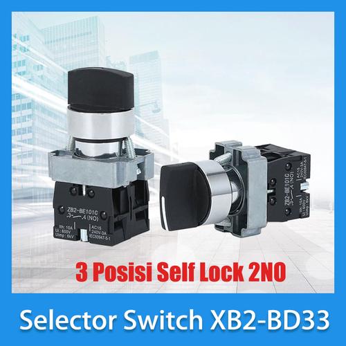 Jual Selector Switch 3 Posisi Self Lock 22mm XB2 BD33 2NO ON-OFF-ON ...