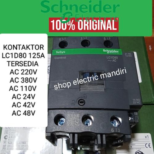 Jual CONTACTOR/KONTAKTOR SCHNEIDER LC1D80M7/LC1D 80M7 220v 125A 3phase kontaktor lc1d80 220v ...