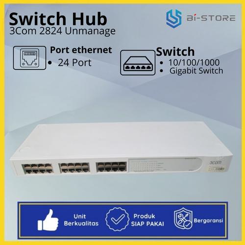 Jual Switch Hub Gigabit 24 Port 3Com 2824 Unmanage Tinggal Colok No ...