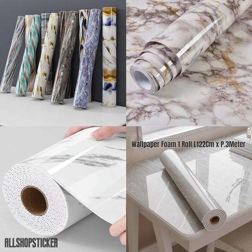 Jual Wallpaper Foam Dinding Marble Glossy Sticker Dinding Vinyl PVC ...