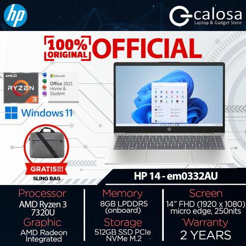 Jual Laptop HP 14-(em0333AU-em0332AU) AMD Ryzen 3-7320U RAM 8GB 512GB ...