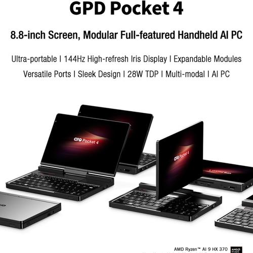 Jual GPD Pocket 4 2025 AMD Ryzen 7 8840U 16GB/1TB HDMI RJ45 USB4 ...