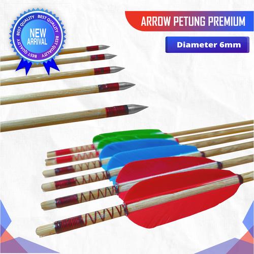 Jual Anak Panah Arrow Bambu Petung Premium 6mm Vanes Bulu Kalkun Import ...