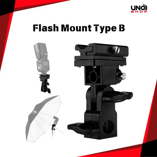 Jual Studio Hot shoe Flash Mount Bracket Type B With Umbrella Holder ...