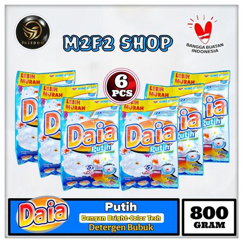 Jual Daia Putih Deterjen Bubuk Sabun Cuci Baju Pouch - 800 gr (Harga 6 ...