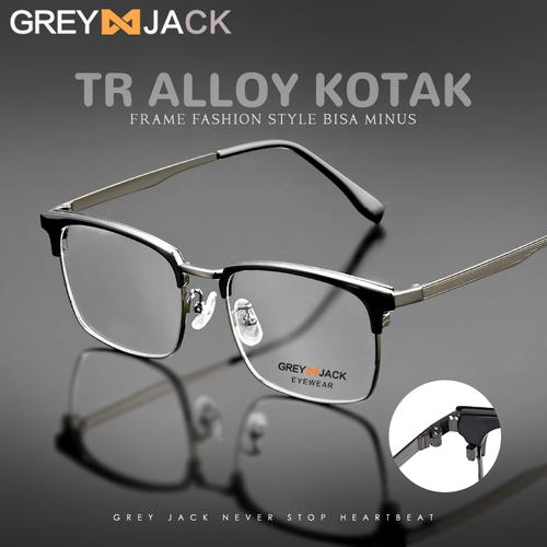 Promo Grey Jack Frame Kacamata Model Half Kotak TR+Metal Ringan Fashion ...