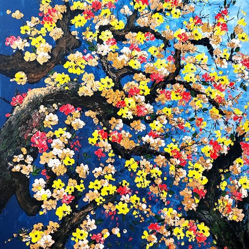 Jual Lukisan minyak kanvas bunga Damar RAINBOW SAKURA - Kab. Badung ...