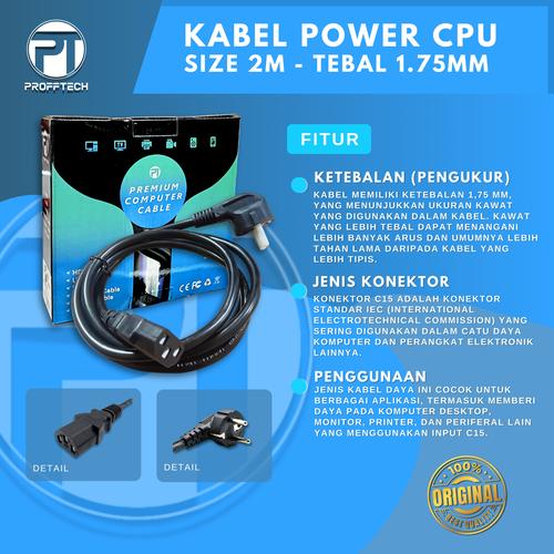 Jual Kabel power Cpu 2 meter.(ProffTech). tebel 3 x 1.75 mm. Garansi 2 ...