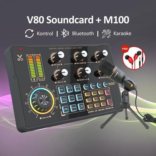 Jual Bonkyo V80 Sound Card + Mikrofon M100, Set Siaran Langsung ...