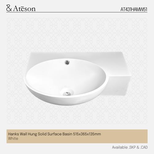 Promo ATESON AT431HAMW51 Hanks Wall Hung Solid Surface Basin ...