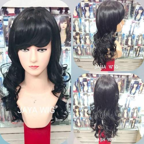 Jual Rambut Palsu Wanita Curly Sebahu Wig Keriting Panjang 50cm - Bkack ...