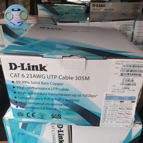 Jual D-Link NCB C6UBLUR Cable UTP Cat6 24AWG Solid Bare Copper 305meter, KABEL CAT 6 DLINK BIRU ...