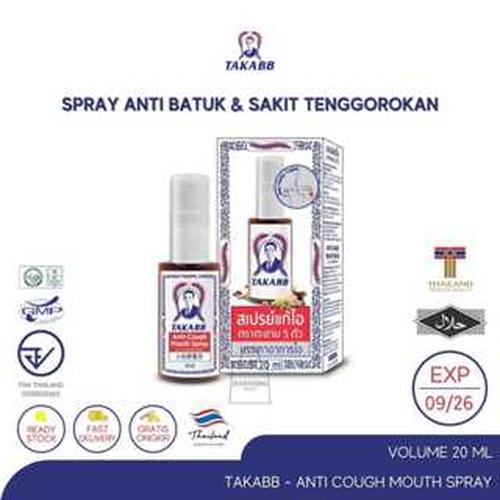Jual Takabb Anti Cough Mouth Spray Volume 20 ml Original Thailand Obat ...
