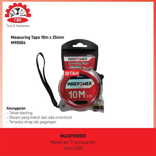 Jual Meteran MAXPOWER 10 meter / Measuring Tape Transparent Body 10m ...