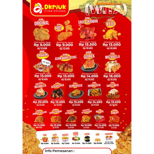 Jual Poster A4 Menu Harga (WITA) - Kota Bogor - Dkriuk Fried Chicken ...