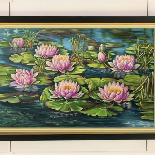 Jual lukisan cetak bunga teratai pink indah plus bingkai ukuran 65×45 ...