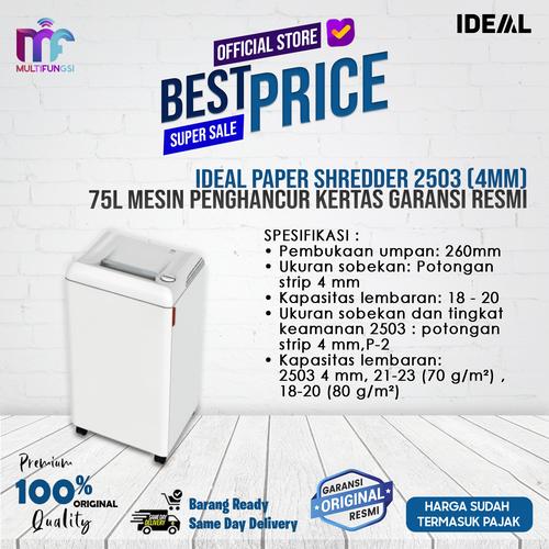Promo Ideal Paper Shredder 2503 (4mm) 75L Mesin Penghancur Kertas Garansi Resmi Cicil 0% 3x ...