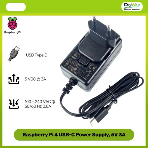 Jual Raspberry Pi 4 USB-C Power Supply, 5V 3A - Kota Bekasi - DigiWare ...