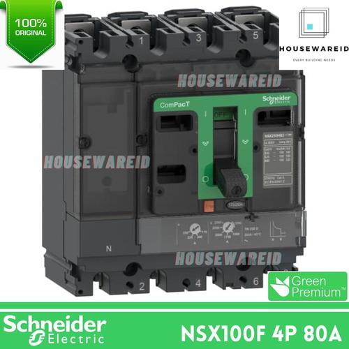 Promo MCCB 4 Phase 80 Ampere Schneider NSX100F C10F6TM080 / MCCB 4p 80a ...