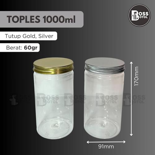 Jual Toples Tabung Plastik / Plastik Jar Tebal Bening 1000ml PET (Tutup ...