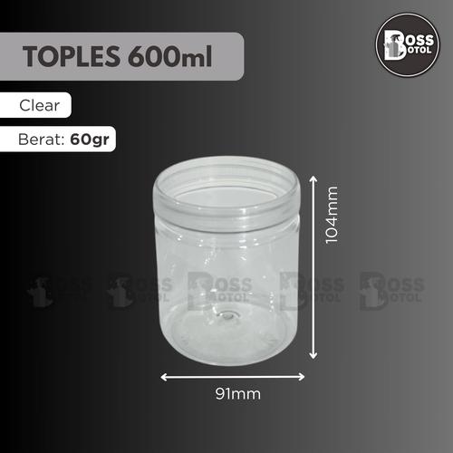 Jual Plastik Jar / Toples Tabung Plastik Tebal Bening 600ml PET (TUTUP ...