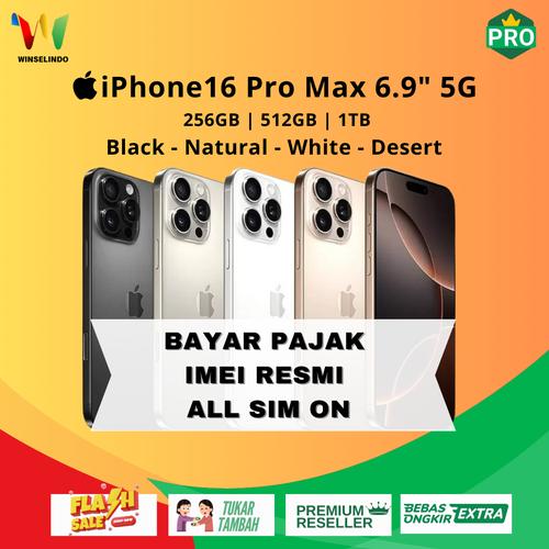 Promo IMEI RESMI Apple iPhone 16 Pro Max 256GB 512GB 1TB Titanium Black White Natural Dessert ...
