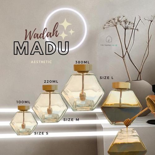 Jual Readyy[[ Wadah Madu Aesthetic Imhome Bahan Kaca Tutup Kayu Estetik ...