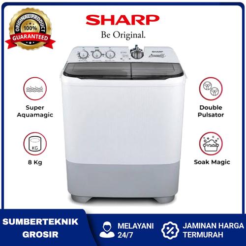 Promo Mesin Cuci SHARP 2 Tabung Es-t86cl-hk Est 86cl Es t86cl Bukaan Atas 8 KG Super Aquamagic ...