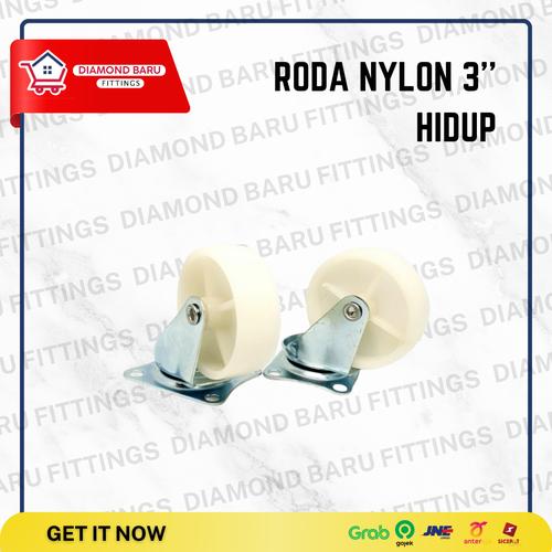 Jual Roda Nylon 3" inch Hidup Putar Rem Mati Putih - 3"Mati - Kota ...