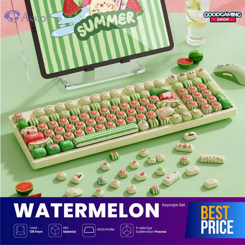 Promo AKKO Watermelon Keycap set 138-key PBT dye-sub MOG profile Gaming ...
