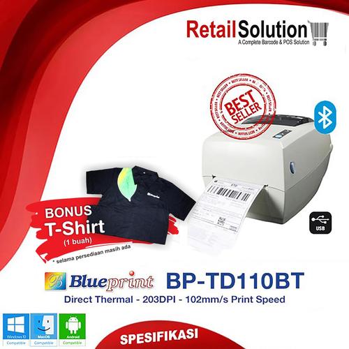 Promo Printer Barcode Label Thermal USB Bluetooth - Blueprint TD110 ...