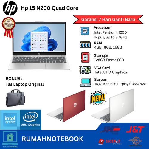 Jual Laptop baru Hp 15 Intel N200 (4 cpu up to 3.7 GHz) & Intel Core i3 ...