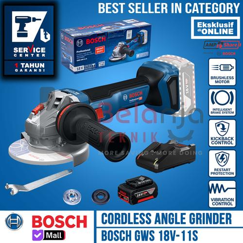 Promo Mesin Gerinda Baterai GWS 18V-11S Angle Grinder Cordless 18 Volt ...