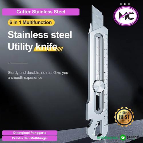 Jual Pisau Cutter Stainless Steel Mutifungsi 9in1 Pemotong Kertas Tajam ...