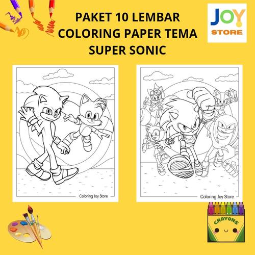 Jual PAKET 10 Lembar Kertas Gambar Mewarnai Tema Super Sonic Ukuran A4 ...